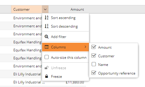 Customising Columns | Workbooks CRM Support